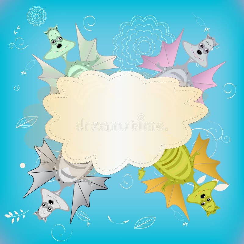 Four dragons stock vector. Illustration of label, flower - 34346710