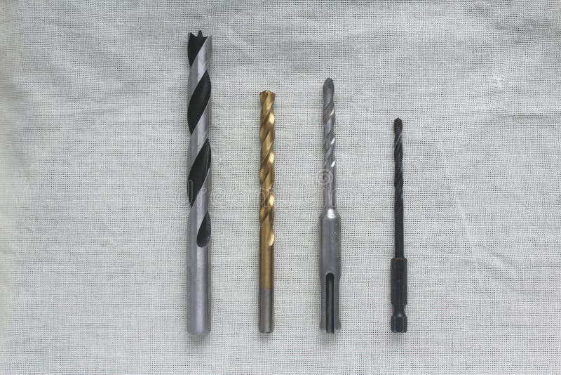 A Set of Drills for Wood and Metal on Cotton Fabric Stock Photo - Image ...