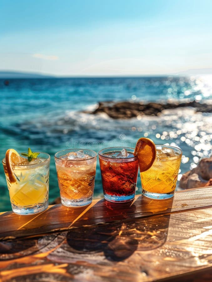 Four Drink Types on a Table Stock Image - Image of options, drinks ...