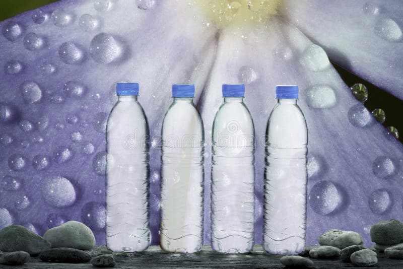 Four Drinking Water Bottles Stock Photo - Image of transparent, four ...