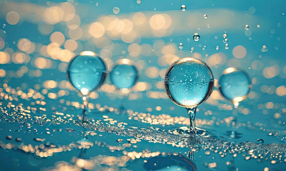 Four Drops of Water are Shown in a Row, with the First Drop at the Left ...