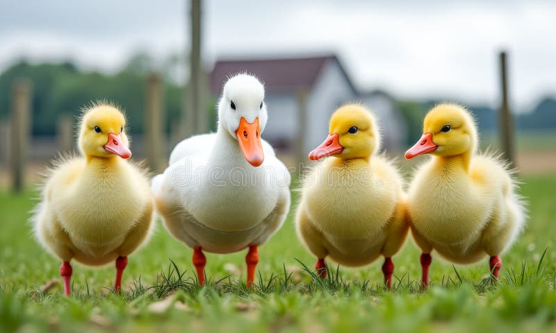 Four Ducklings Standing Field Stock Photos - Free & Royalty-Free Stock ...