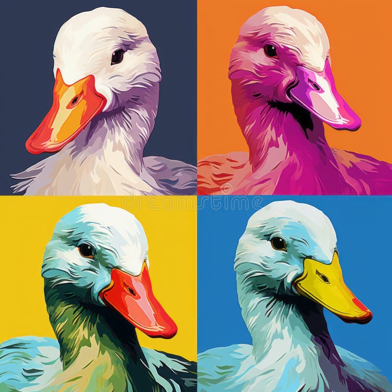 Colorful Duck Portraits in Andy Warhol Style - Art Deco Inspired Stock ...
