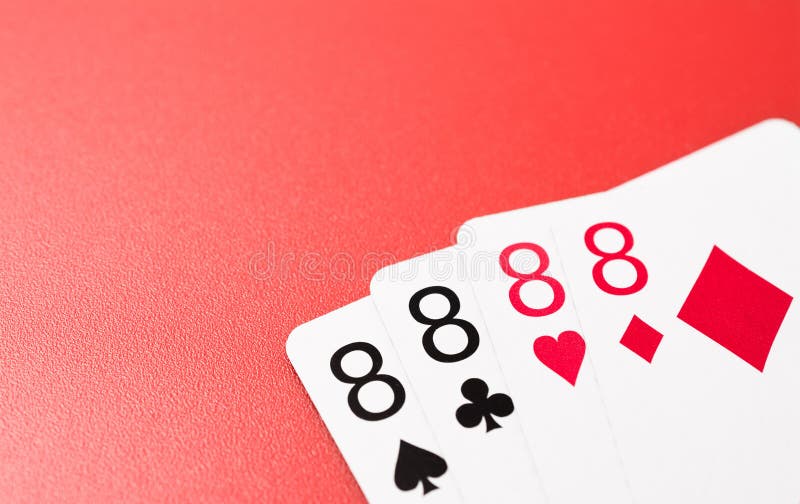 Four Eight Poker Hands Playing Cards on a Light Desk Background. Stock ...