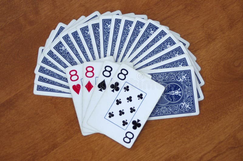 Four Eight Playing Cards on Display Stock Image - Image of clubs ...