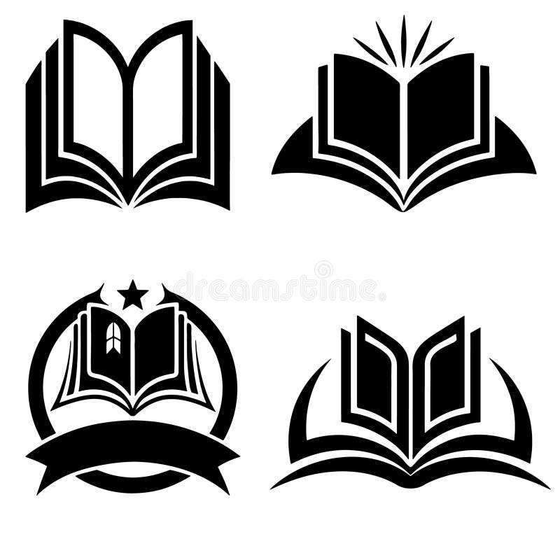 Four Elegant Book Logos for Education or Literary Use Stock ...