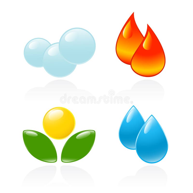 The four elements of life stock vector. Illustration of flame - 26199168