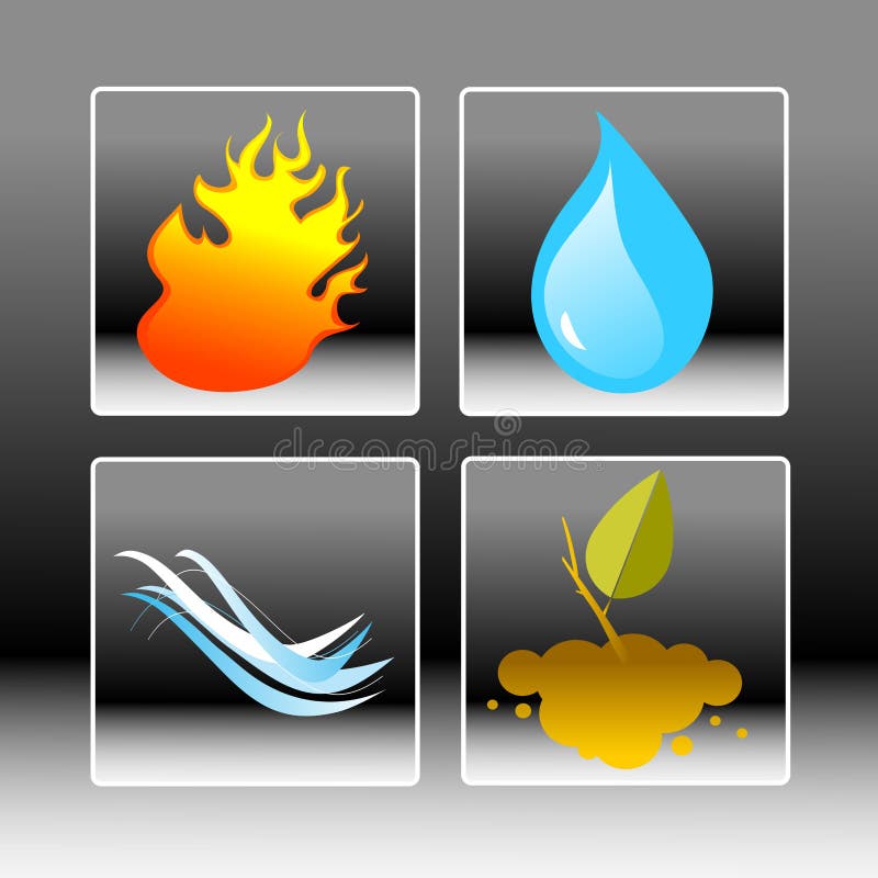 Four Vector Elements of Nature Isolated Stock Vector - Illustration of ...