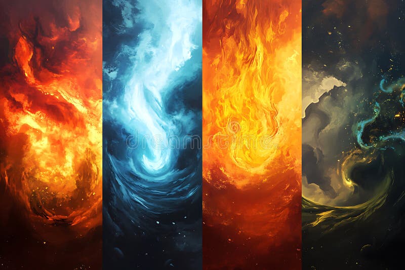 Four Elements Abstract Art Ai Generator Stock Illustration ...
