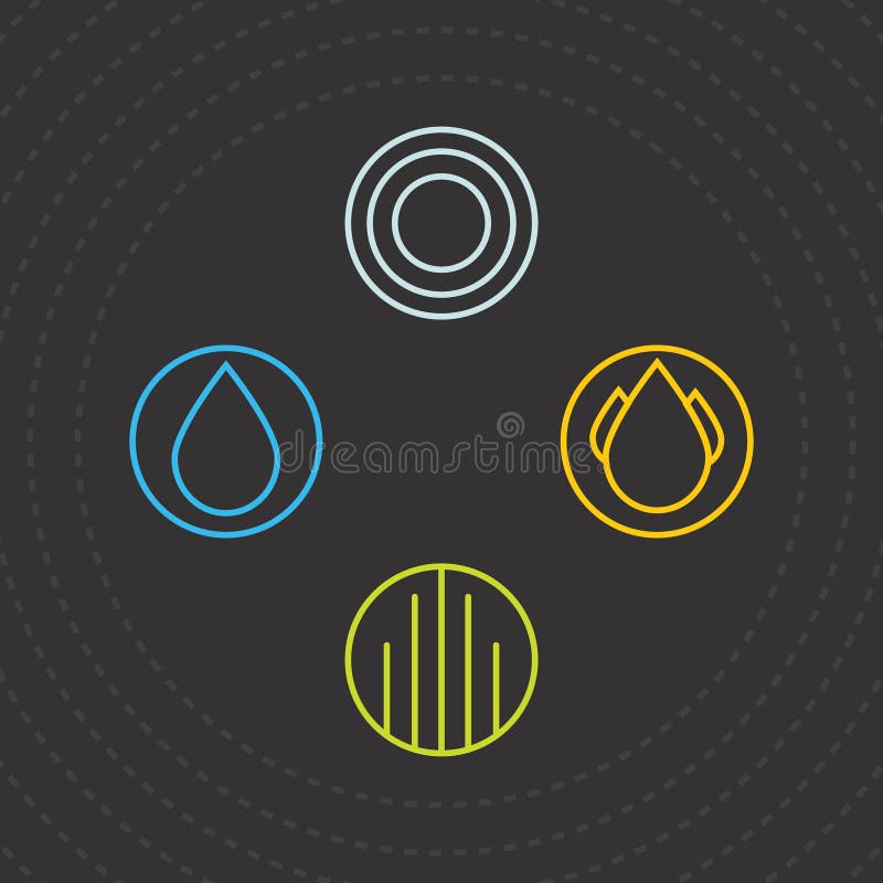 Four Elements. Icons of the Four Elements. Vector Logo Templates Water ...