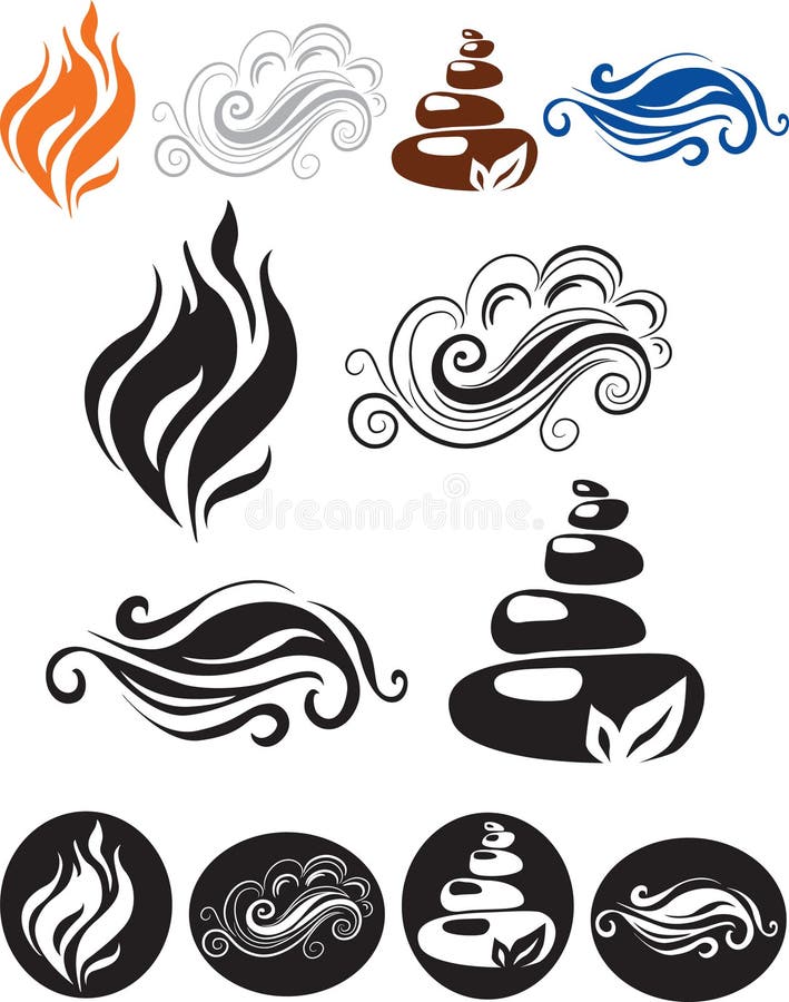 The four elements of life stock vector. Illustration of flame - 26199168