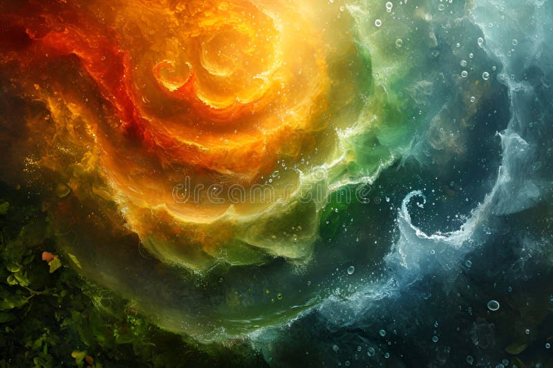 Four Elements of Nature, Collage of Abstract Backgrounds from Fire ...