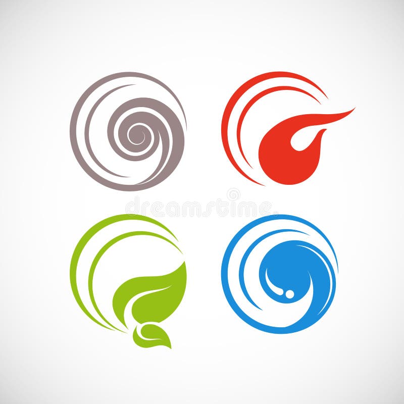 The Four Elements of Nature. Stock Vector - Illustration of natural ...