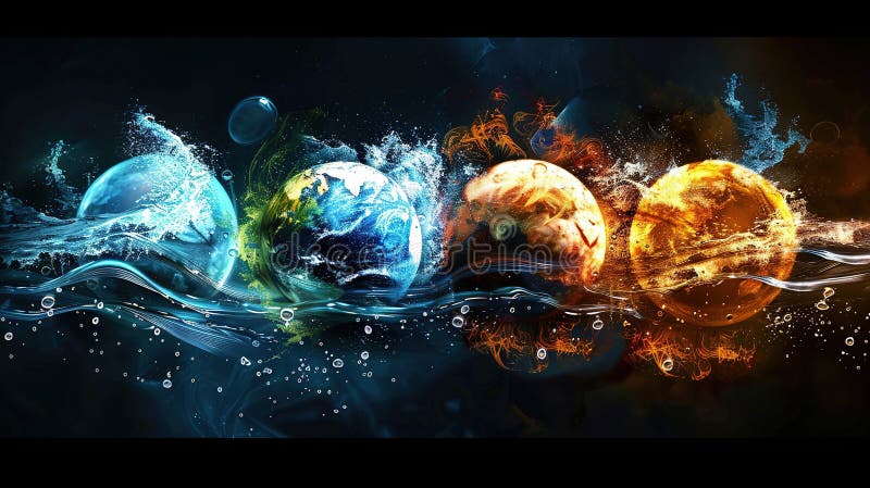 Four Elements Planets stock illustration. Illustration of star - 333892710