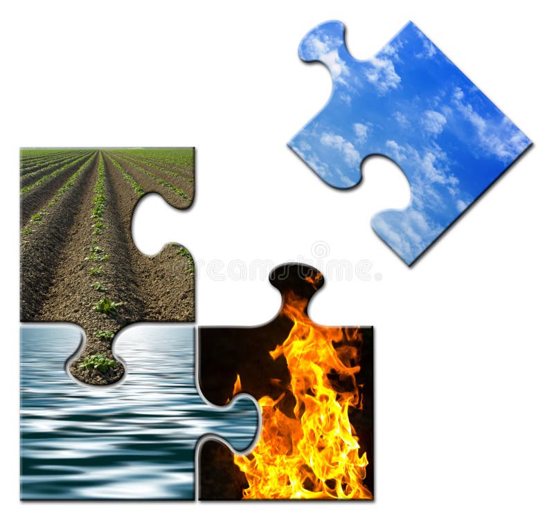 Four Elements in a Unsolved Puzzle Stock Photo - Image of nature ...
