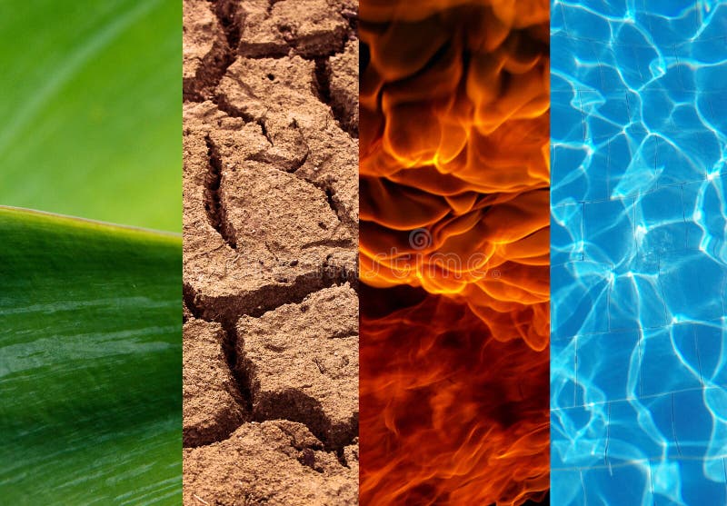 The Four Elements Inside Rectangles Photo Frames Stock Image - Image of ...