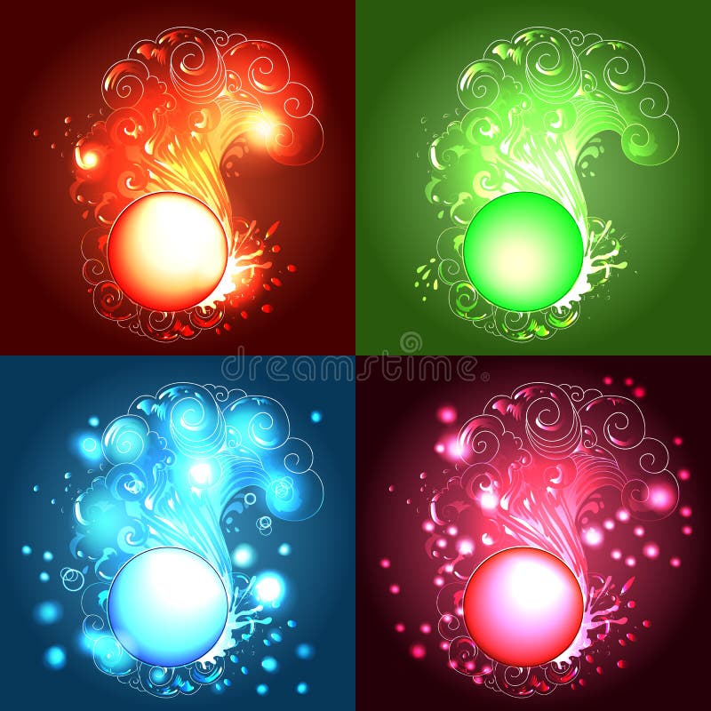 Four Elements Set (place for Your Text) Stock Illustration ...