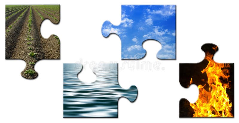 Four Elements in a Unsolved Puzzle Stock Photo - Image of nature ...
