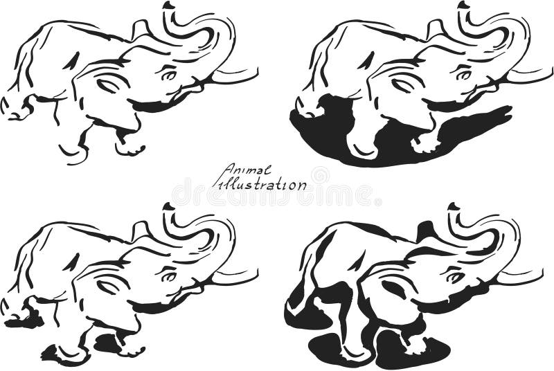 Four elephants stock vector. Illustration of isolated - 13415307