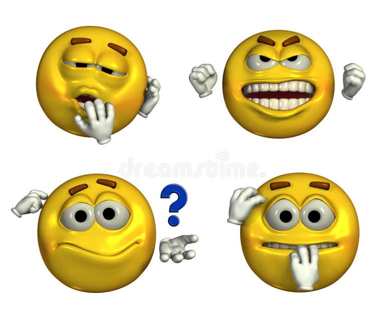 Four Emoticons - with Clipping Path Stock Illustration - Illustration ...