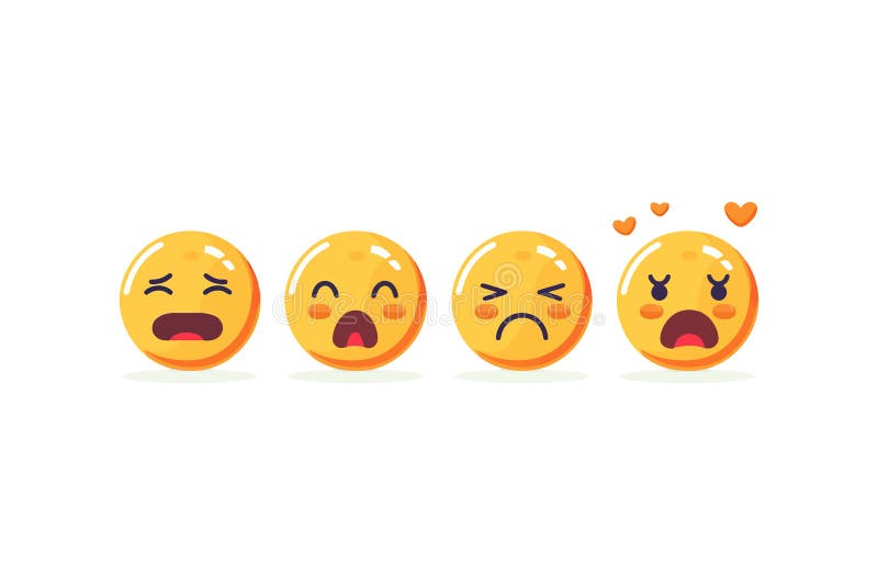 Four Emoticons Expressing Various Emotions. Vector Illustration Design ...