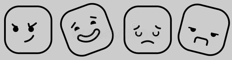 Four Emotions on a Gray Background Stock Vector - Illustration of ...