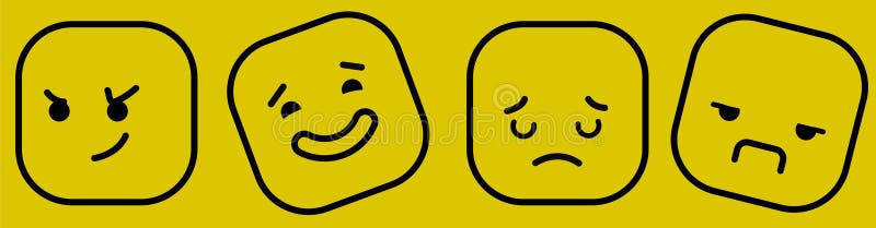 Four Emotions on a Yellow Background Stock Vector - Illustration of ...