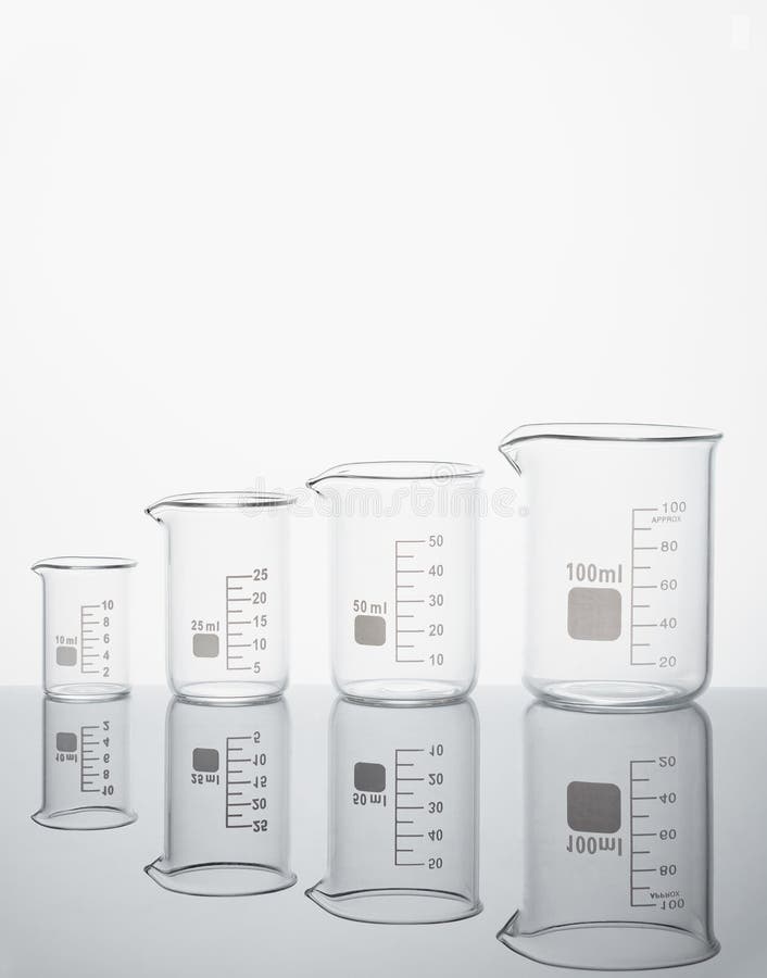 Four Empty Measuring Beakers Stock Image - Image of beakers, chemistry ...
