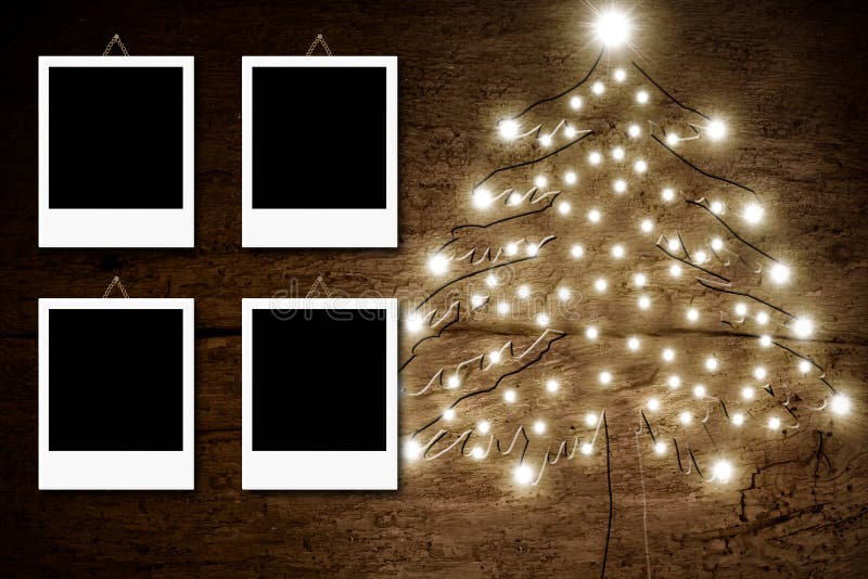 Four Empty Photo Frames,Christmas Rustic Card Stock Image - Image of ...