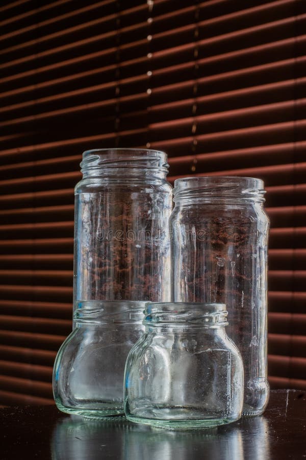 Empty glass jars stock photo. Image of container, close - 183327138