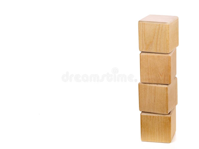 Four Empty Wood Blocks Arranged Vertically, for Your Text, Isolated on ...