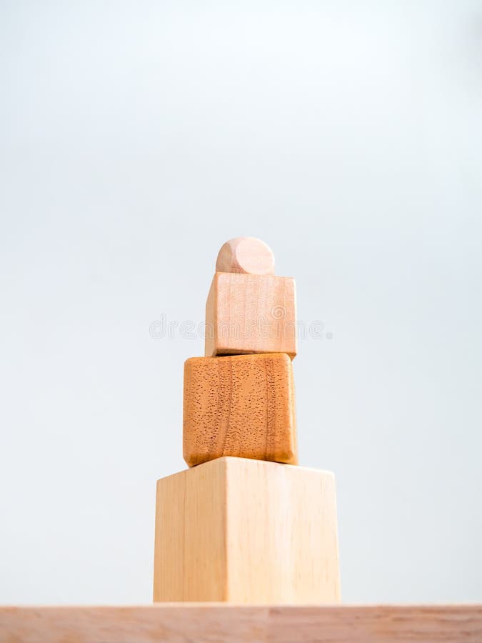 Four Empty Wooden Cube Blocks Stack from Small To Large Size on Table ...
