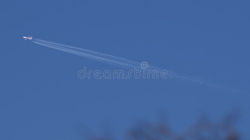 Cargo Aircraft in the Sky with Contrail Stock Footage - Video of blue ...