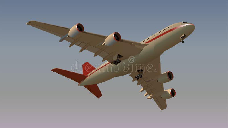 A Four-engine Passenger Plane is Flying. Vector Stock Vector ...