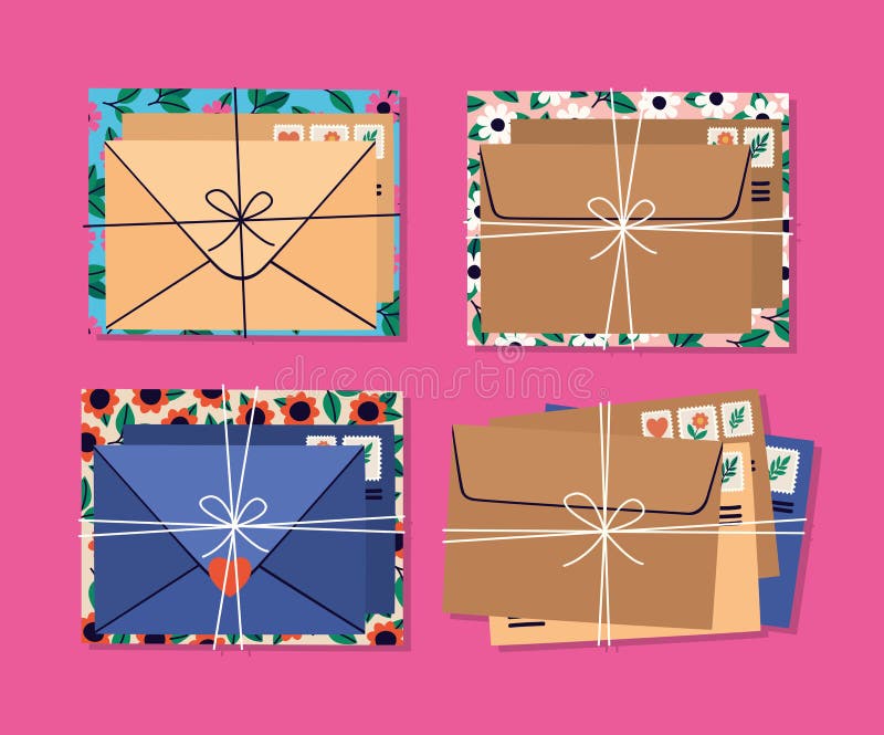Four envelopes pack stock vector. Illustration of vector - 231030108