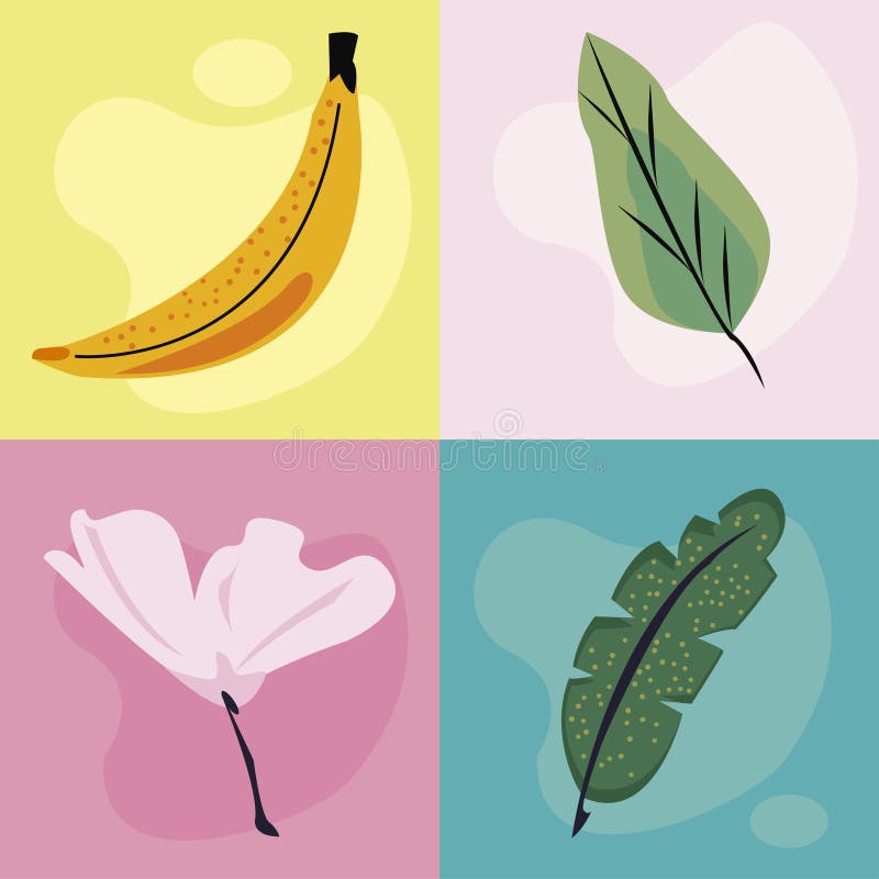 Four exotics icons stock vector. Illustration of print - 212232627