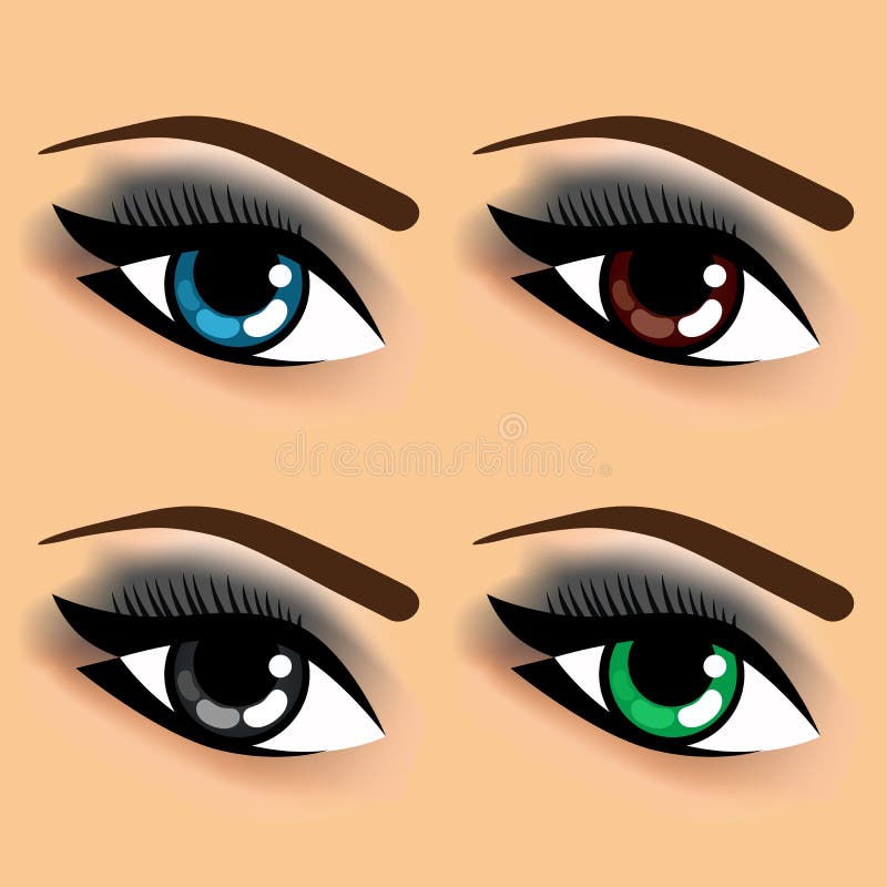Four Eyes with Different Eye Colors Stock Vector - Illustration of ...
