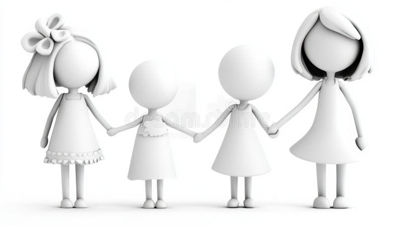 Four Faceless Figures Holding Hands, Symbolizing Unity and Friendship ...