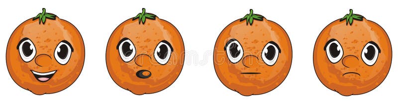 Cartoon Oranges With Emotions Stock Vector - Illustration of fruit ...