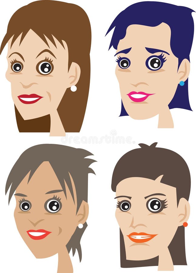 Four faces of woman stock vector. Illustration of blonde - 25671816