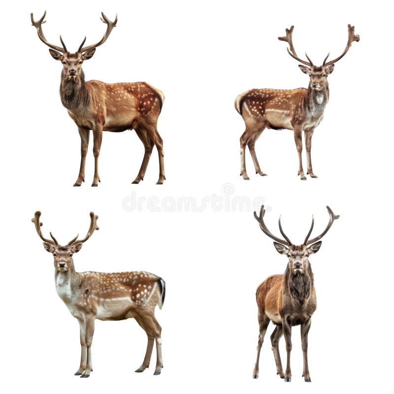 Four Fallow Deer Standing Against Stock Photo - Illustration of eyes ...