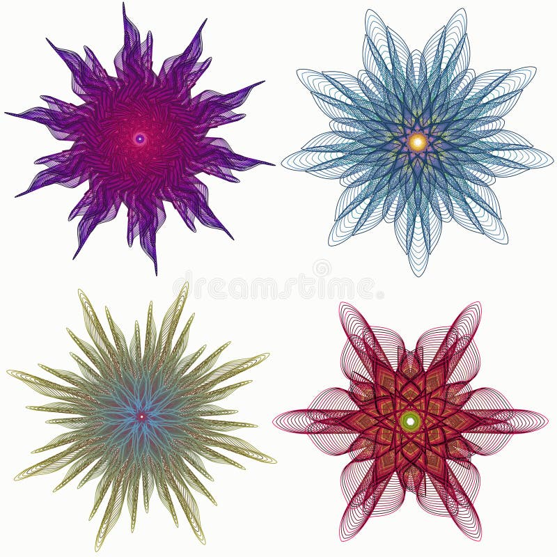 Four Fantasy Multi-colored Flowers for Design Stock Vector ...
