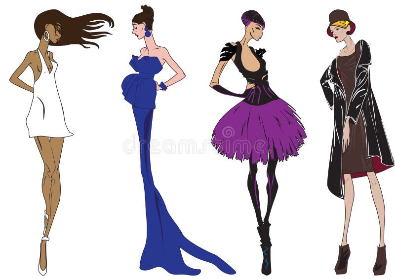 Four fashion girl stock vector. Illustration of background - 31150351