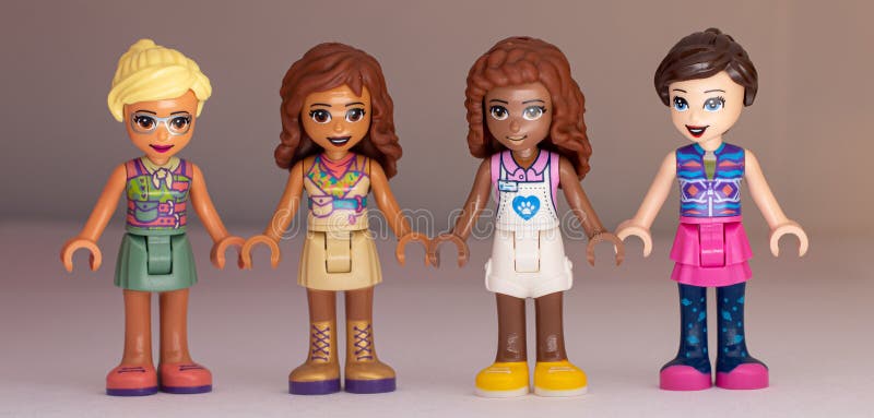 Four female Lego figurines editorial photography. Image of figurines ...