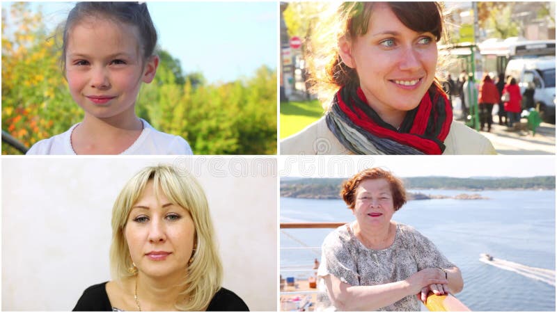 Four Female Portraits of Different Ages, Stock Video - Video of ...