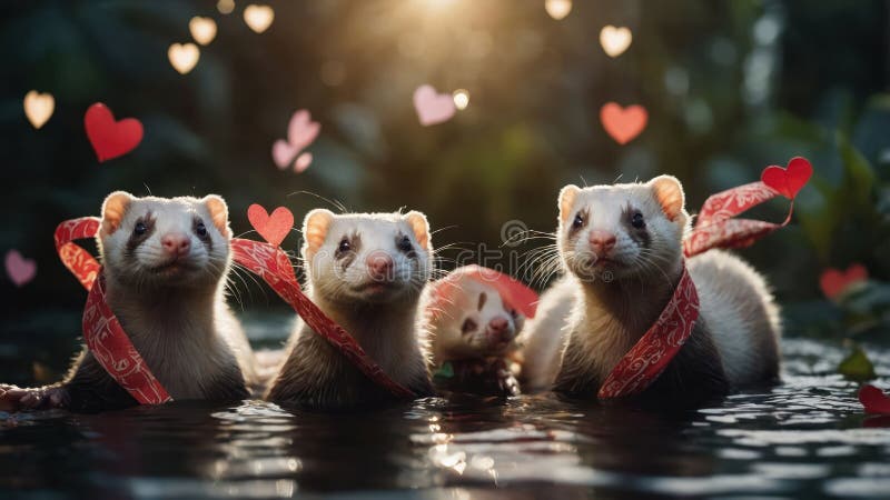 Valentine s Ferrets stock illustration. Illustration of beauty - 364987489