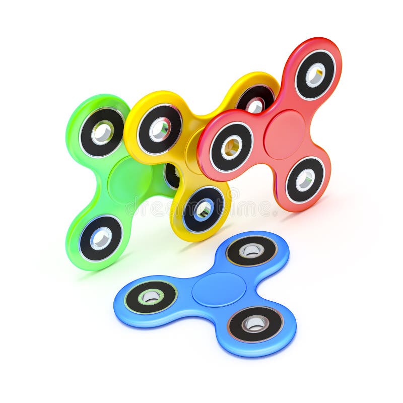 Four Fidget Spinner in Different Colors Stock Illustration ...