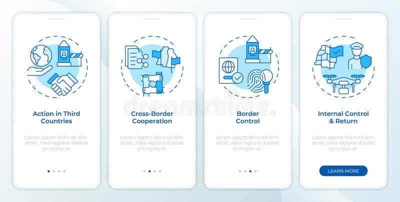 Four Filter Model Blue Onboarding Mobile App Screen Stock Vector ...