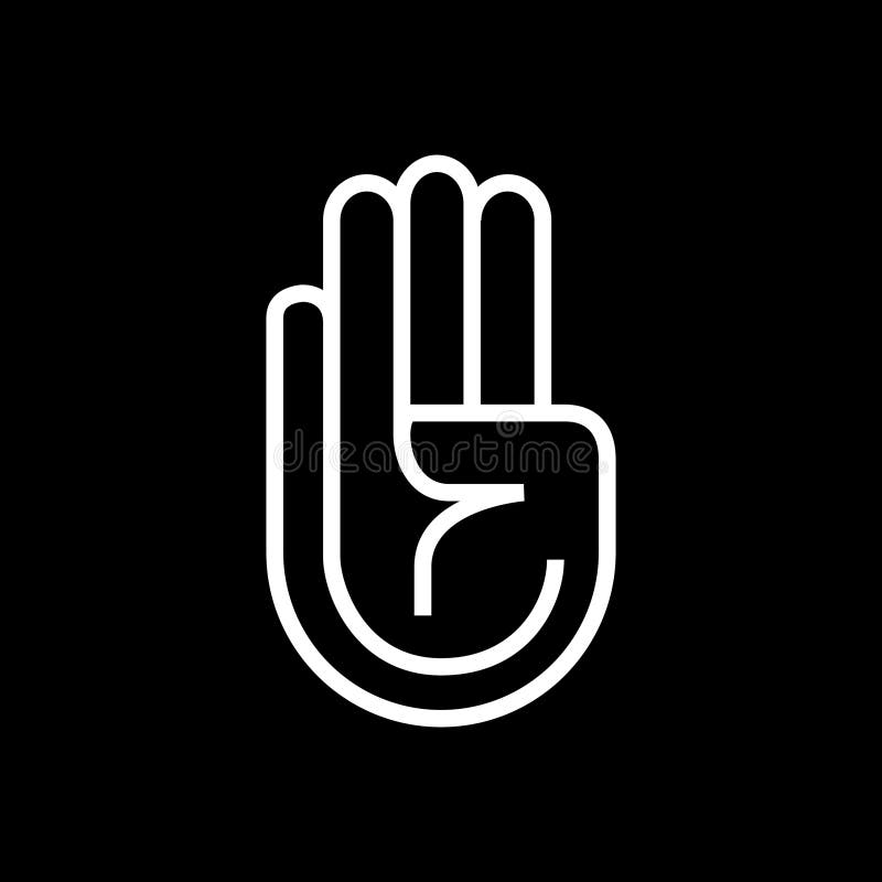 Four Finger Hand Line Style Simple Minimalist Logo Design Vector Icon ...