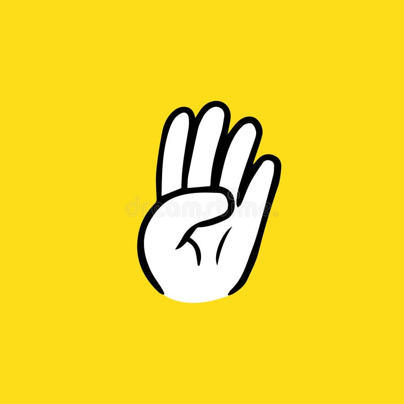 Four Finger Hand Sign. Basic Style Stock Vector - Illustration of ...